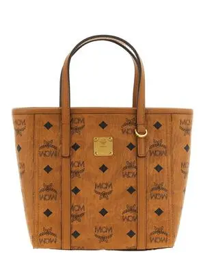 Mcm Small Toni Shopper Bag In Visetos Monogram Canvas - Brown