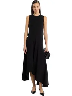 Michael Kors Double Faced Stretch Wool Crepe Asymmetric Draped Dress In Size By - Black