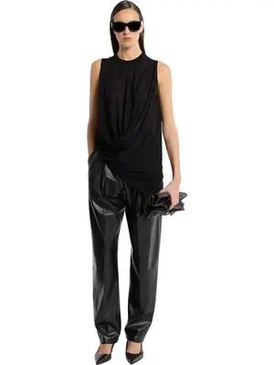 Michael Kors Draped Rayon And Cashmere Top - Black