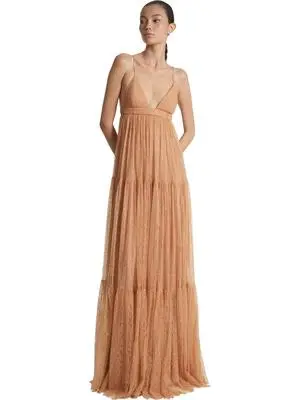 Michael Kors Chantilly Lace Slip Gown In Size By - Black