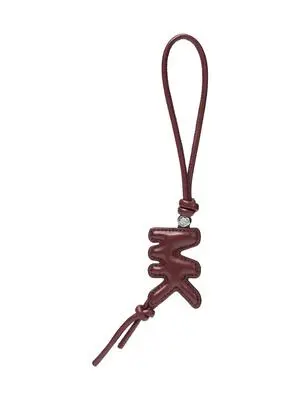 Michael Kors Puffy Logo Leather Bag Charm In By - Red