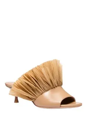 Michael Kors Michael Kors Collection Catarina Leather And Fringe Mule Brown