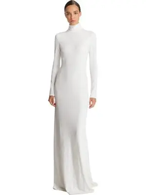 Michael Kors Hand-embroidered Sequin Stretch Matte Jersey Mock Neck Gown In Size By - White