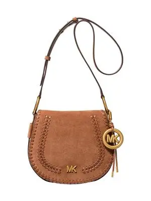 Michael Kors Josie Medium Whipstitched Suede Saddle Bag In By - Brown