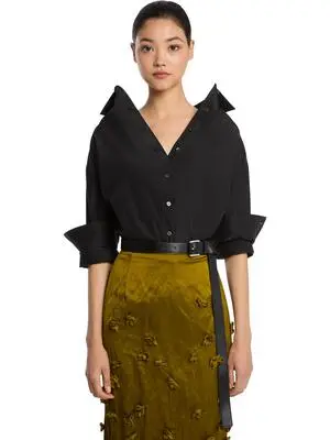 Michael Kors Silk And Cotton Taffeta Oversized Shirt - Black