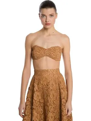 Michael Kors Hand-embroidered Floral Lace Bandeau Top - Brown