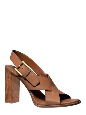 Michael Kors Jasmine Leather Heeled Sandals - Brown