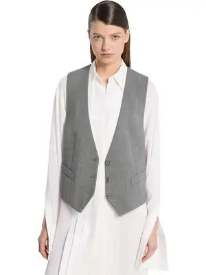 Michael Kors Stretch Wool Cropped Vest - Grey