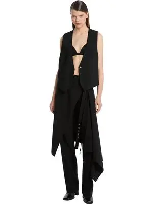 Michael Kors Wool Broadcloth Cropped Vest - Black