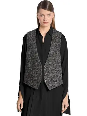 Michael Kors Cropped Glen Plaid Wool Vest - Black