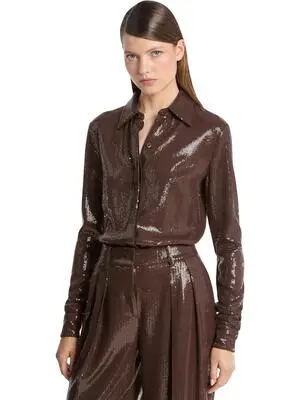 Michael Kors Hansen Embroidered Sequin Shirt - Brown