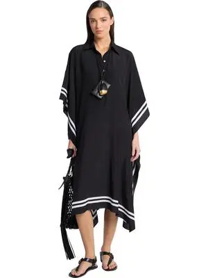 Michael Kors Silk Crepe De Chine Caftan Shirtdress - Black
