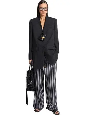 Michael Kors Frayed Collarless Blazer - Grey