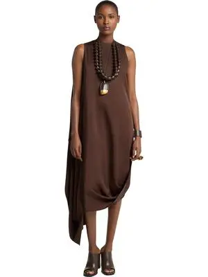 Michael Kors Draped Techno Satin Sail Dress In Size By - Brown