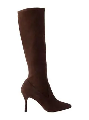 Manolo Blahnik Pamfilo Suede Knee-high Stiletto Boots - Chocolate