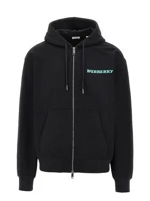 Burberry Heritage Logo Print Full-zip Hoodie - Black