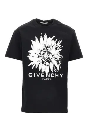 Givenchy Unflower Print T-hirt - Black