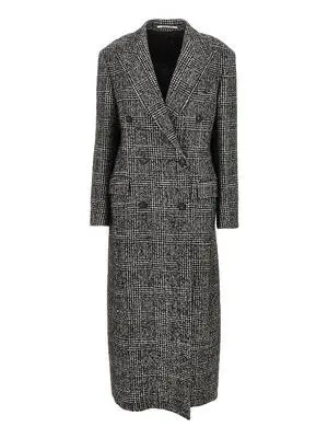 Tagliatore Prince Of Wales Long Coat - Black