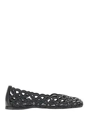 Loewe Petal Anagram Leather Ballet Flats - Black