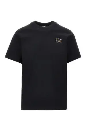 Burberry Flocked Ekd Motif T-hirt - Black