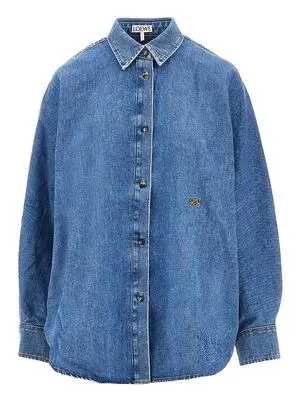 Loewe LOEWE Batwing Sleeves Denim Shirt Blue