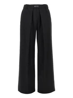 LOEWE LOEWE Tailored Wool Canvas Wide Leg Pants With Elasticated Logo Waist