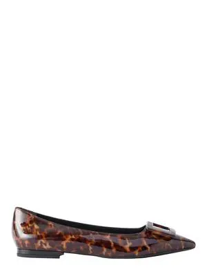 ROGER VIVIER Gommettine 5 Printed Patent-leather Flats - Tortoiseshell