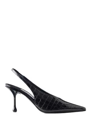 JIMMY CHOO Isa 80 Croc-effect Leather Slingback Pumps - Blue