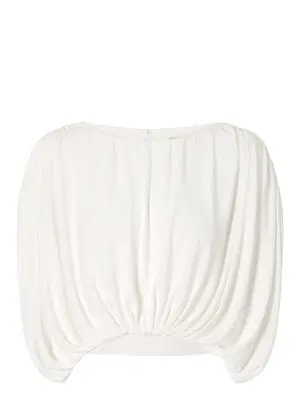 ABADIA Draped Stretch-jersey Blouse - White