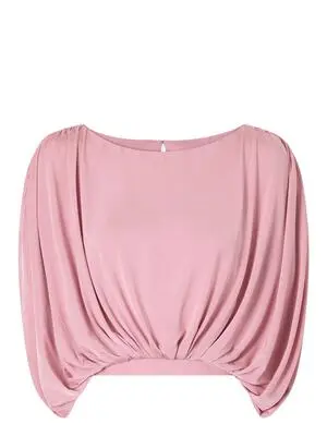 ABADIA Draped Stretch-jersey Blouse - Pink