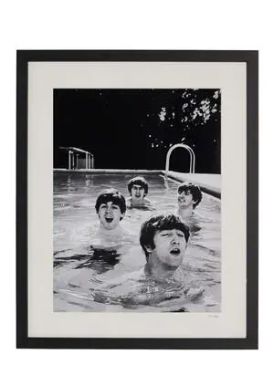 SONIC EDITIONS Framed 1964 Beatles Taking A Dip Print, 40" X 50 - Black