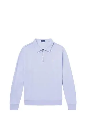 Polo Ralph Lauren Logo-embroidered Cotton-jersey Half-zip Sweatshirt - Blue