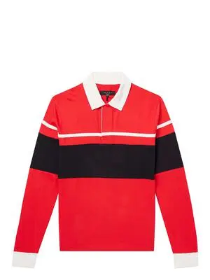 Rag & Bone Striped Cotton-jersey Polo Shirt - Red