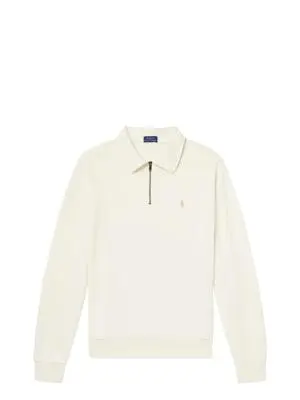 Polo Ralph Lauren Polo Ralph Lauren - Logo-Embroidered Cotton-Jersey Half-Zip Sweatshirt - Men - Neutrals - S Ecru