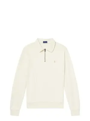 Polo Ralph Lauren Polo Ralph Lauren - Logo-Embroidered Cotton-Jersey Half-Zip Sweatshirt - Men - Neutrals - S Neutrals