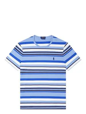 Polo Ralph Lauren Logo-embroidered Striped Cotton-jersey T-shirt - Blue