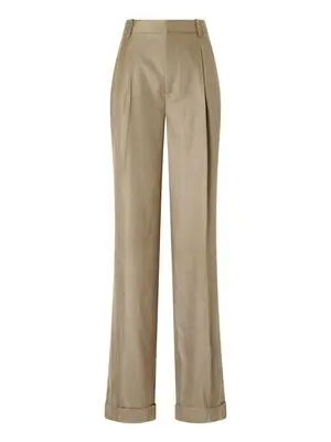 Ralph Lauren Timothy Pleated Prince Of Wales Checked Silk Straight-leg Pants - Beige