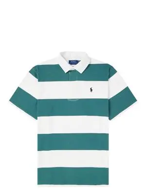 Polo Ralph Lauren Logo-embroidered Striped Cotton-jersey Polo Shirt - Green