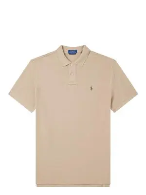 Polo Ralph Lauren Logo-embroidered Cotton-piqué Polo Shirt - Neutrals