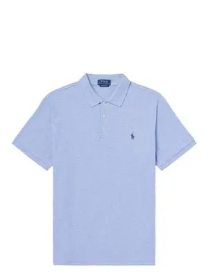 Polo Ralph Lauren Logo-embroidered Waffle-knit Cotton Polo Shirt - Blue