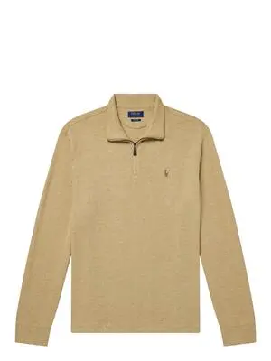 Polo Ralph Lauren Polo Ralph Lauren Half-Zip Cotton-Jersey Sweater With Embroidered Pony Neutrals