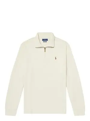 Polo Ralph Lauren Polo Ralph Lauren Logo-Embroidered Ribbed Cotton Half-Zip Sweater Neutrals