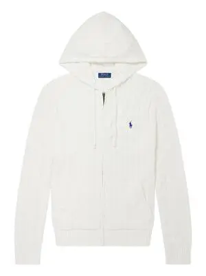 Polo Ralph Lauren Cable Knit Zip-up Hoodie - White