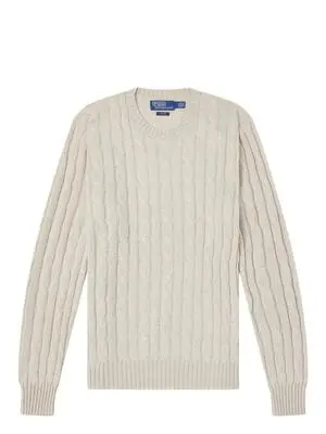 Polo Ralph Lauren Logo-embroidered Cable-knit Cashmere Sweater - Neutrals