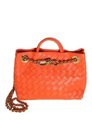 Bottega Veneta Nappa Intrecciato Andiamo With Chain - Orange