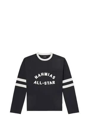 NAHMIAS All Star Varsity Logo-appliquéd Striped Cotton-jersey T-shirt - Black