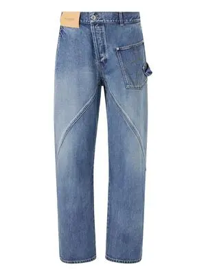 JW Anderson Twisted Logo-debossed Straight-leg Jeans - Blue