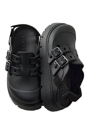 CROCS Loaferette Clogs With Adjustable Straps - Black