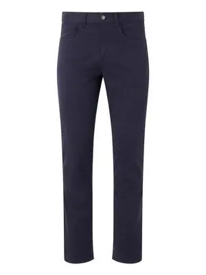 Canali Tapered Stretch Cotton-twill Trousers - Blue