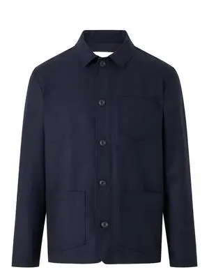 Altea Pablo Wool-blend Flannel Overshirt - Blue